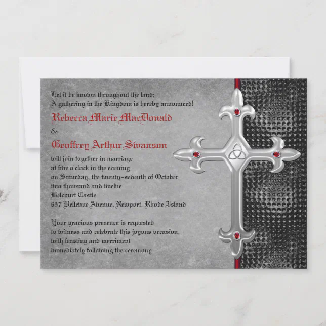 Ruby Medieval Celtic Cross Wedding Invitation | Zazzle