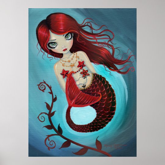 Ruby Mermaid Poster Print | Zazzle.com