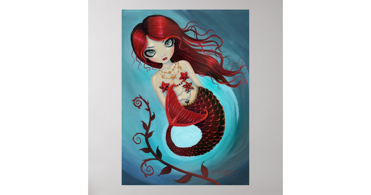 Ruby Mermaid Poster Print | Zazzle