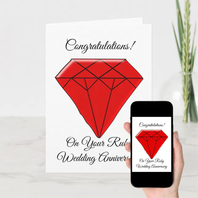 Ruby Personalised 40th Wedding Anniversary Card | Zazzle