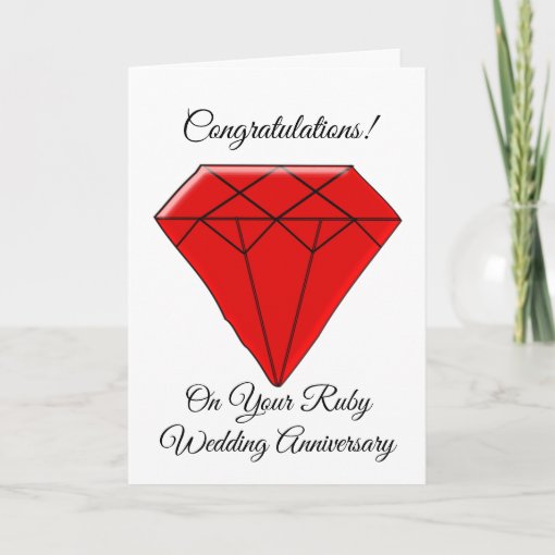 Ruby Personalised 40th Wedding Anniversary Card | Zazzle