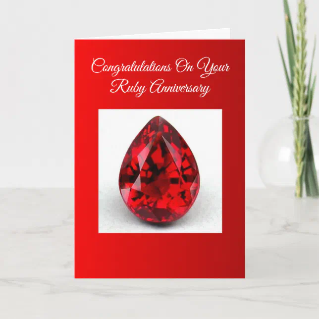 Ruby Personalised 40th Wedding Anniversary Card | Zazzle