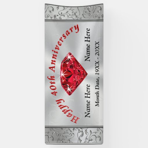 Ruby Personalized 40th Wedding Anniversary Banner | Zazzle