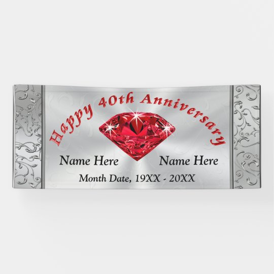 Ruby Personalized 40th Wedding Anniversary Banner | Zazzle.com