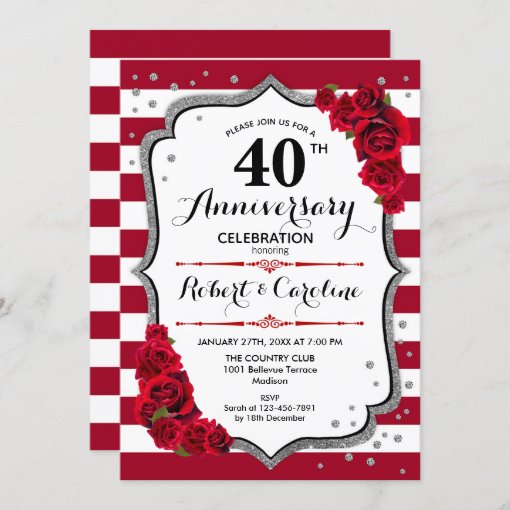 Ruby Red 40th Anniversary Invitation | Zazzle