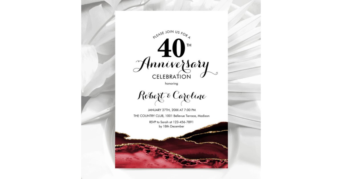 Ruby Red 40th Anniversary Invitation | Zazzle
