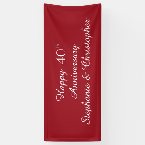 Ruby Red 40th Anniversary Party Elegant Banner | Zazzle