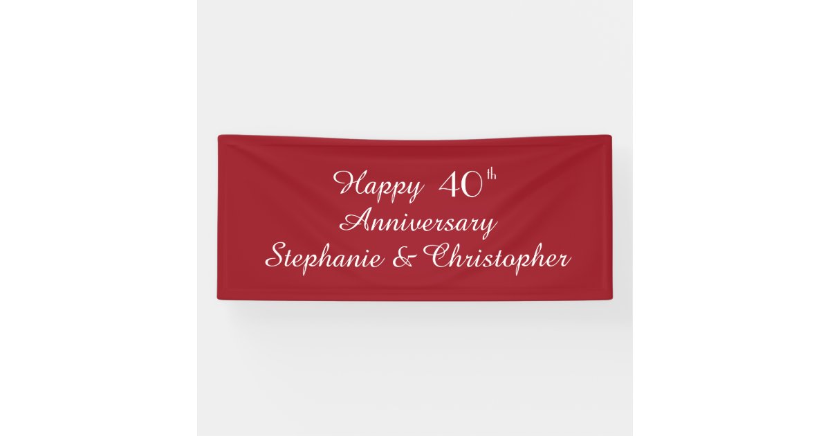 Ruby Red 40th Anniversary Party Elegant Banner | Zazzle