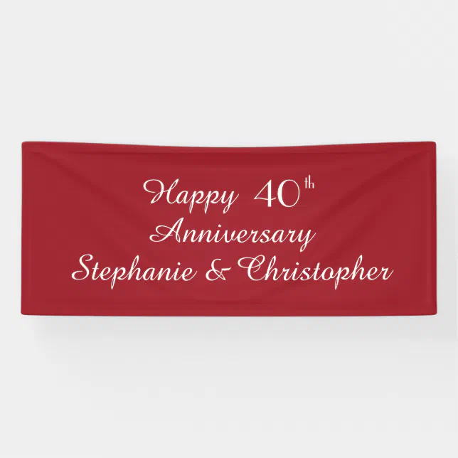 Ruby Red 40th Anniversary Party Elegant Banner | Zazzle