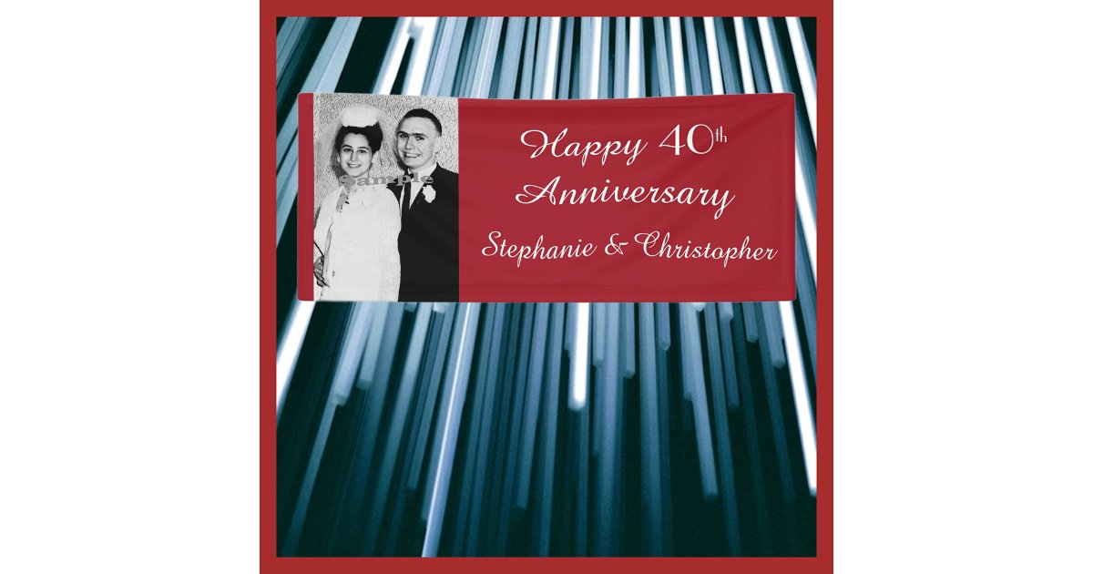 Ruby Red 40th Anniversary Party Elegant Photo Banner | Zazzle
