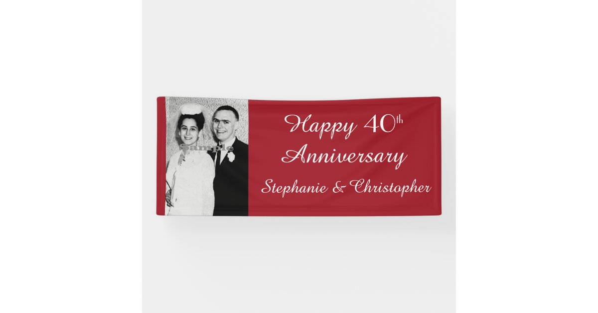 Ruby Red 40th Anniversary Party Elegant Photo Banner | Zazzle