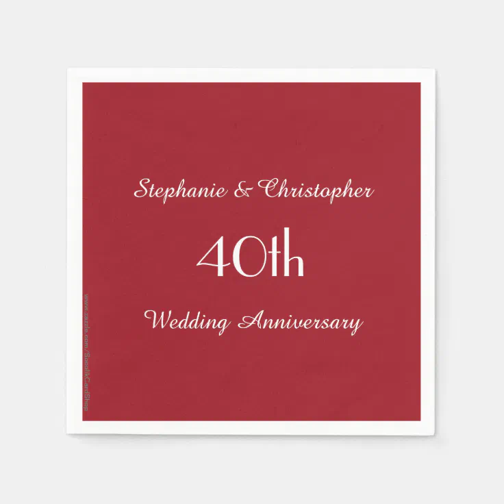 Ruby Red 40th Anniversary Party Paper Napkin | Zazzle