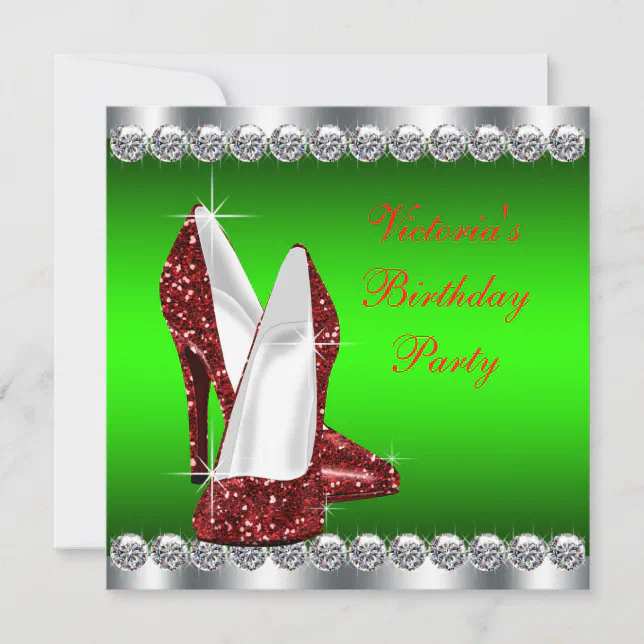 Ruby Red and Green Christmas Birthday Party Invitation | Zazzle