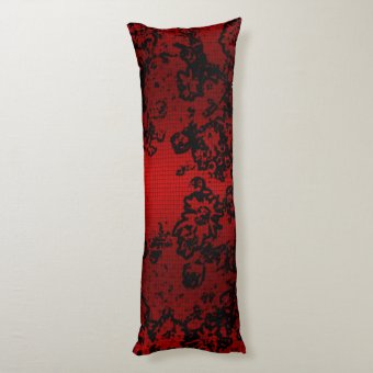 Ruby red black stylish floral vibrant elegant body pillow | Zazzle