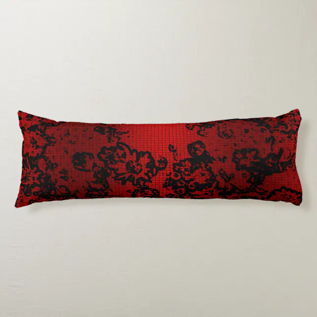 Ruby red black stylish floral vibrant elegant body pillow | Zazzle