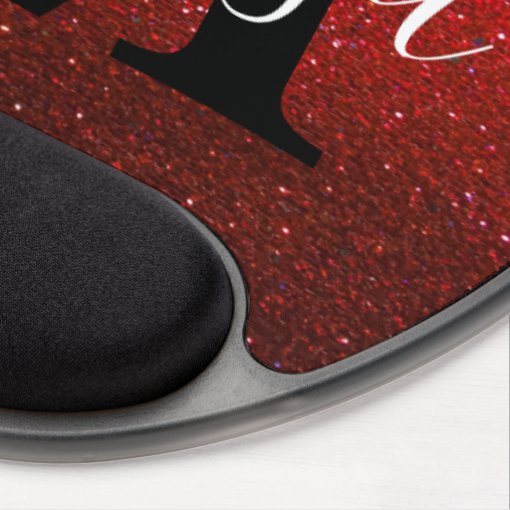 Ruby Red Black White Glitter Ombre Monogram Name Gel Mouse Pad | Zazzle