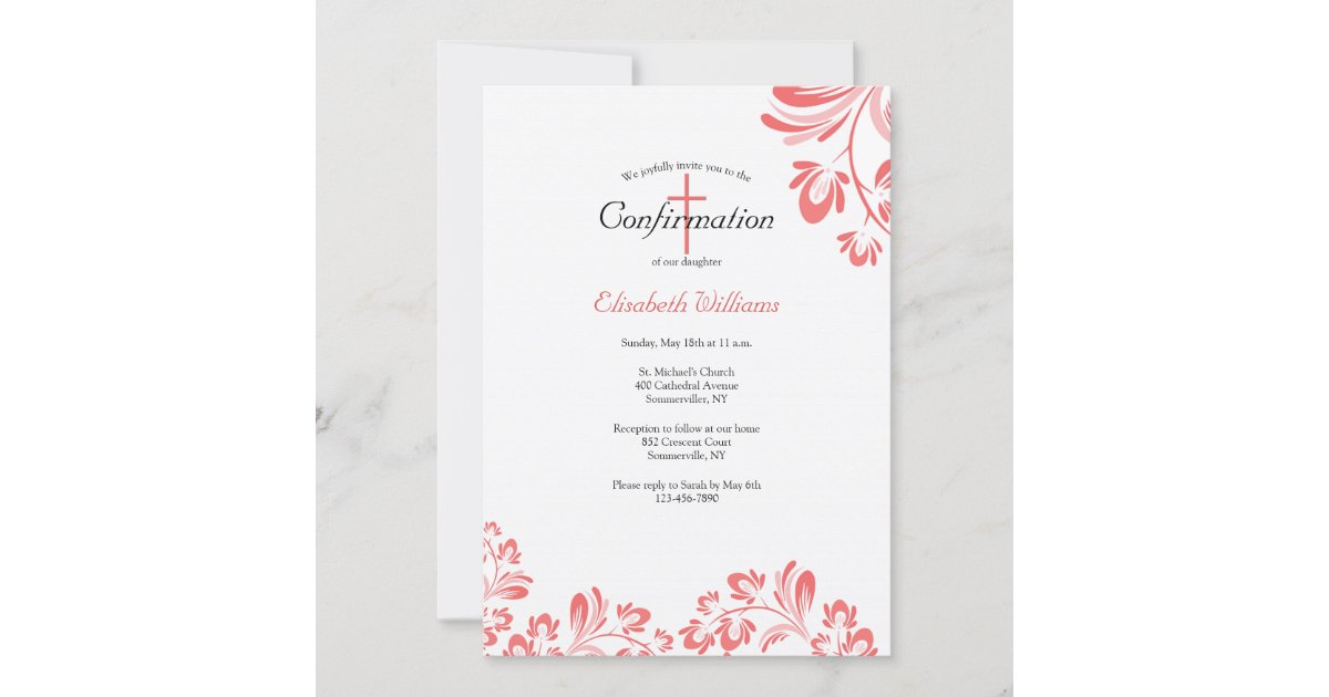 Ruby Red Confirmation Invitation | Zazzle