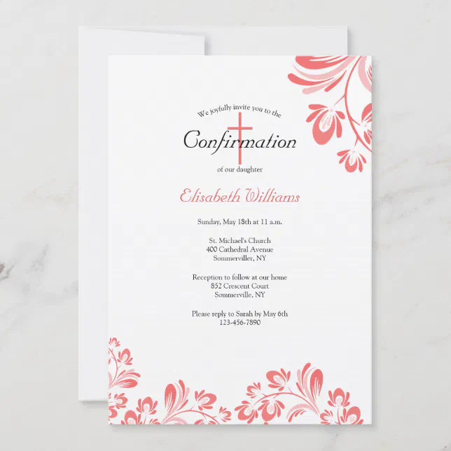 Ruby Red Confirmation Invitation | Zazzle