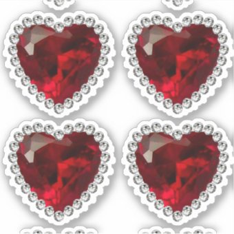 Ruby Red Diamond Anniversary Heart Sticker | Zazzle