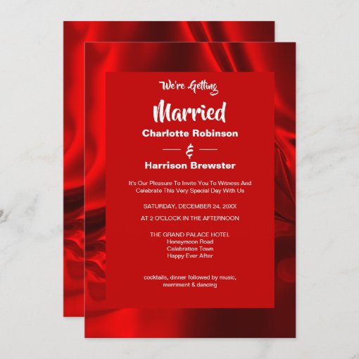 Ruby Red Elegant Rippled Silky Satin Classy Invita Invitation | Zazzle