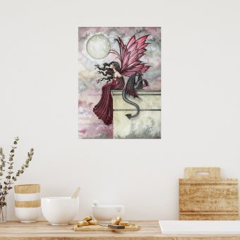 Ruby Red Fairy Dragon Poster Print | Zazzle