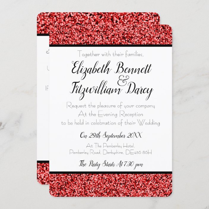 Ruby Red Faux Glitter Evening Invitation | Zazzle.com