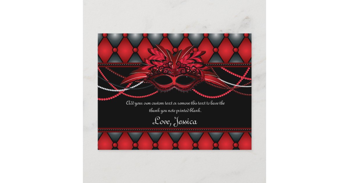 Ruby Red Masquerade Thank You Cards | Zazzle