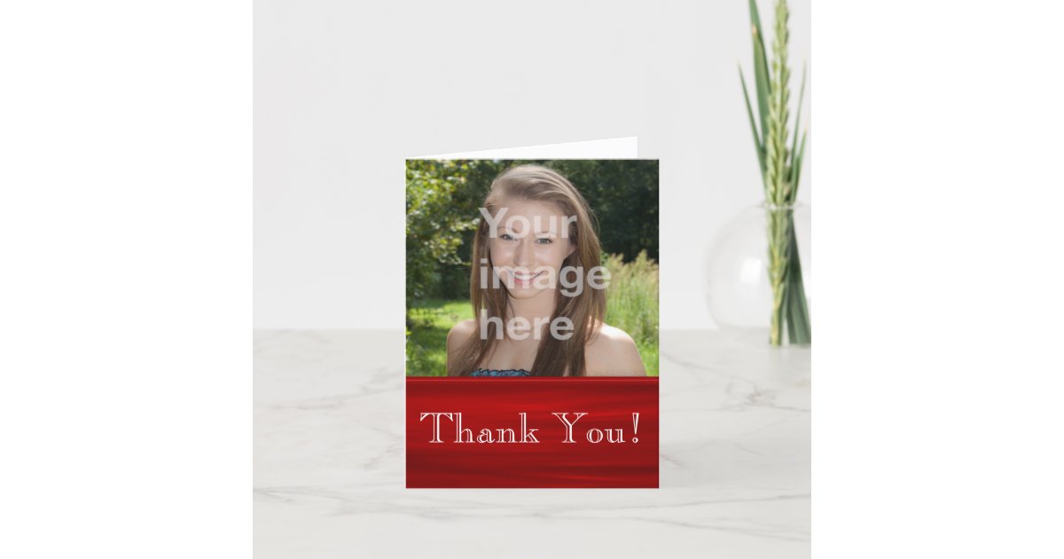 Ruby Red Photo Thank You Note Card | Zazzle