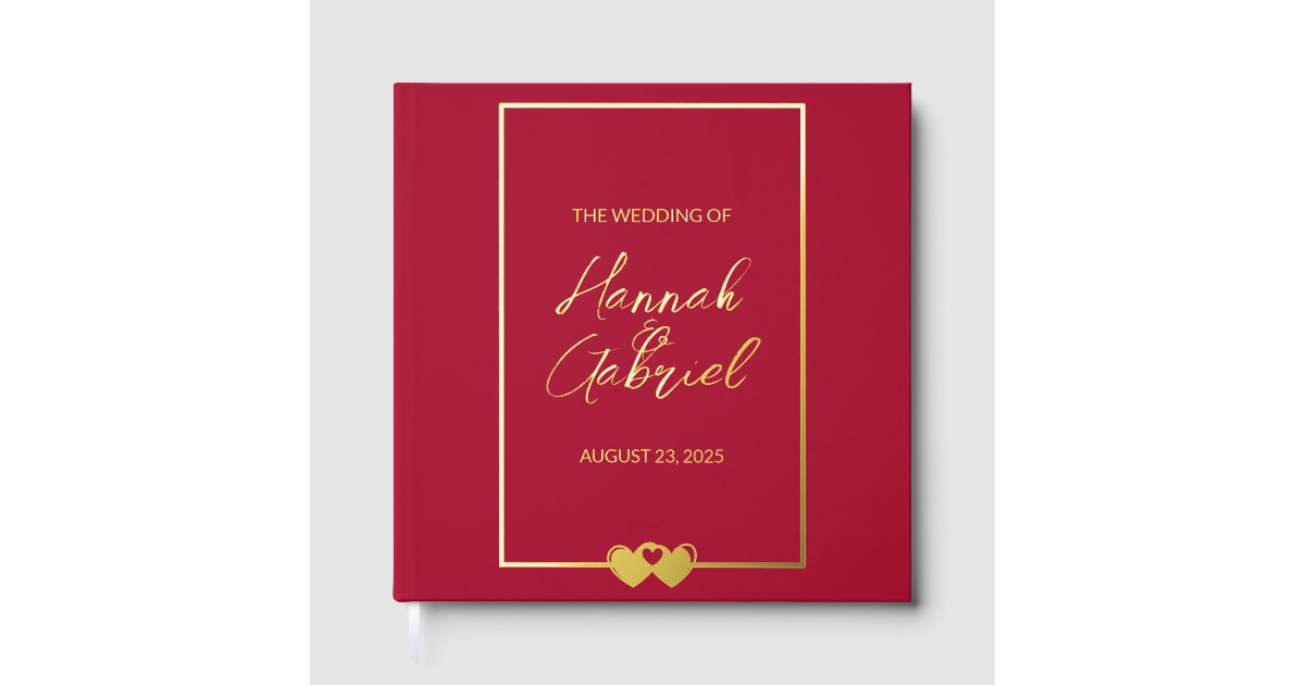 Ruby Red Wedding Foil Guest Book | Zazzle