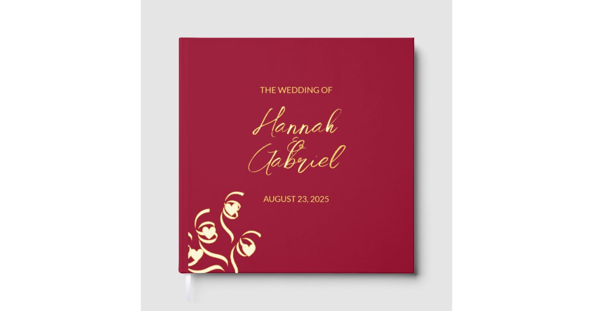 Ruby Red Wedding Foil Guest Book | Zazzle