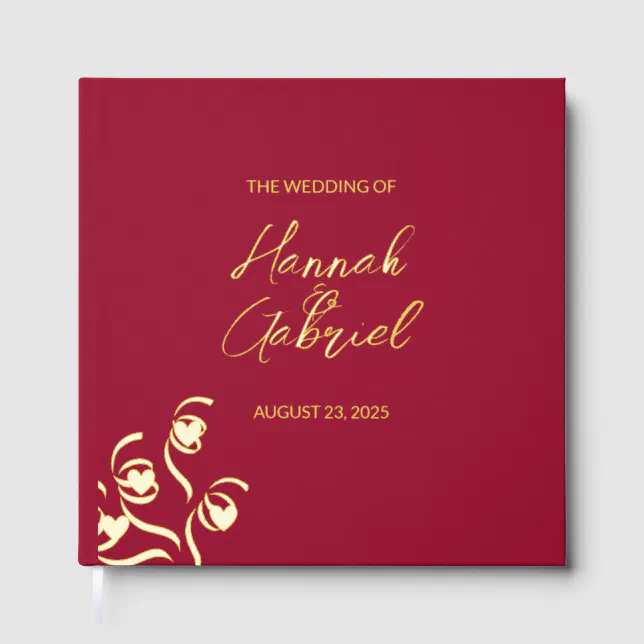 Ruby Red Wedding Foil Guest Book | Zazzle