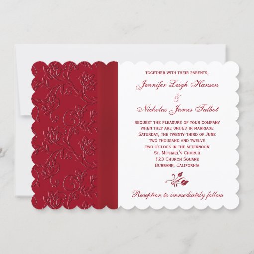 Ruby Red & White Floral Wedding Invitation | Zazzle