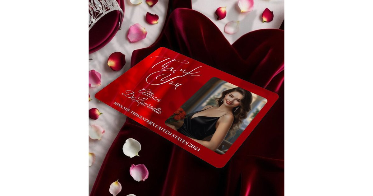 Ruby Shine Foil Pageant Thank You Card | Zazzle