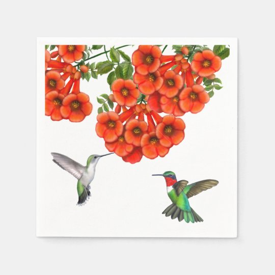 Ruby Throated Hummingbird Couple Napkins | Zazzle.com