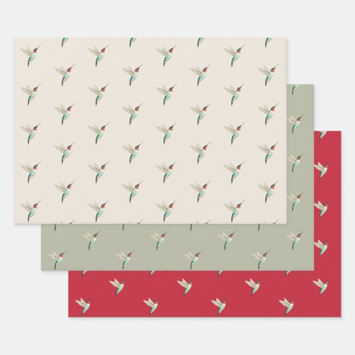 Ruby-throated Hummingbird Pattern Wrapping Paper Sheets | Zazzle.com