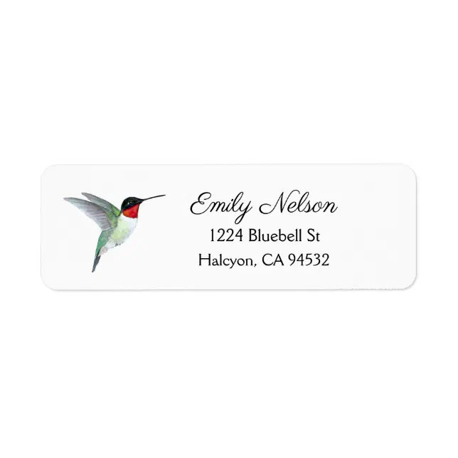 Ruby-throated Hummingbird Return Address Label | Zazzle