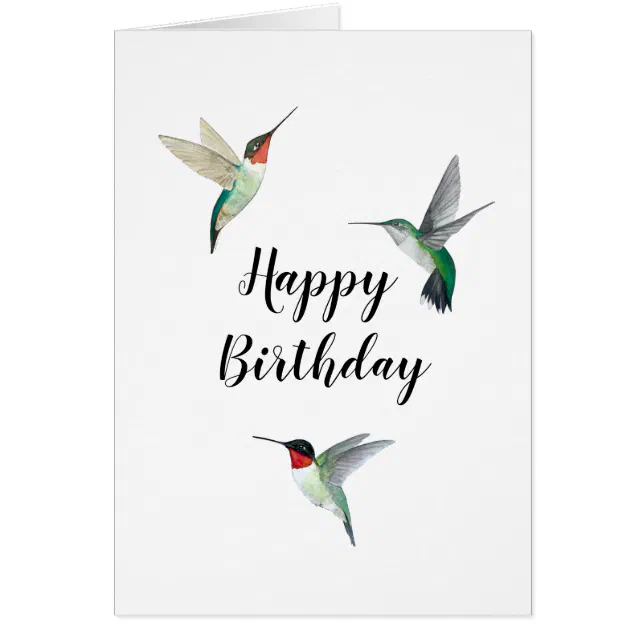 Ruby-throated Hummingbirds Birthday Card | Zazzle