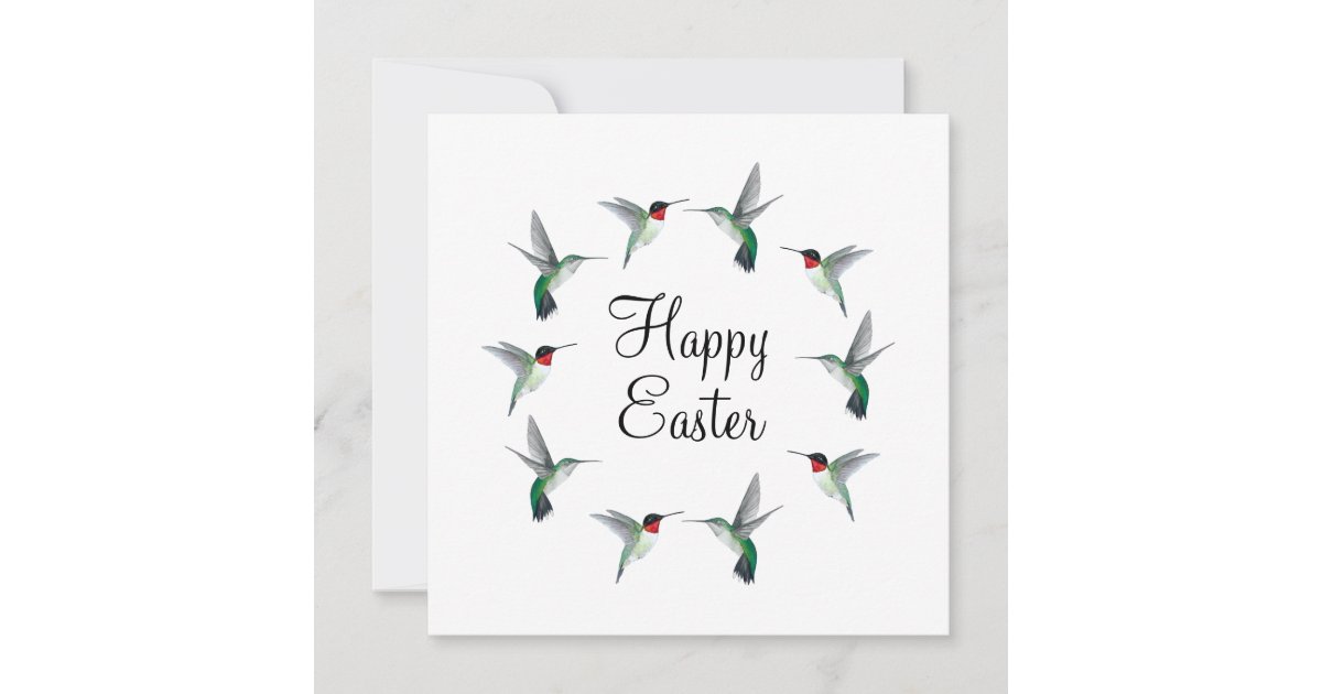 Ruby-throated Hummingbirds Happy Easter Card | Zazzle