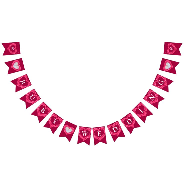 Ruby wedding 40th anniversary custom photo bunting flags | Zazzle