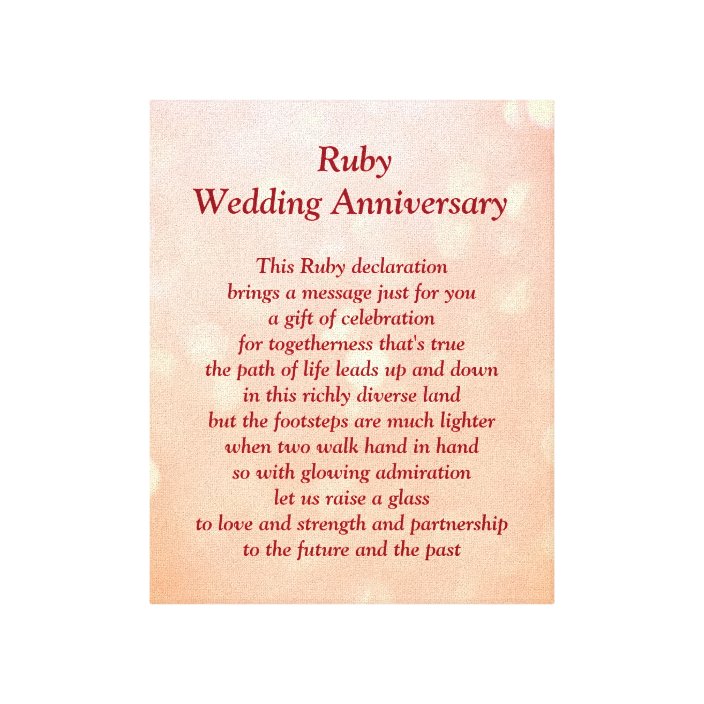 Ruby Wedding Anniversary Canvas | Zazzle.com