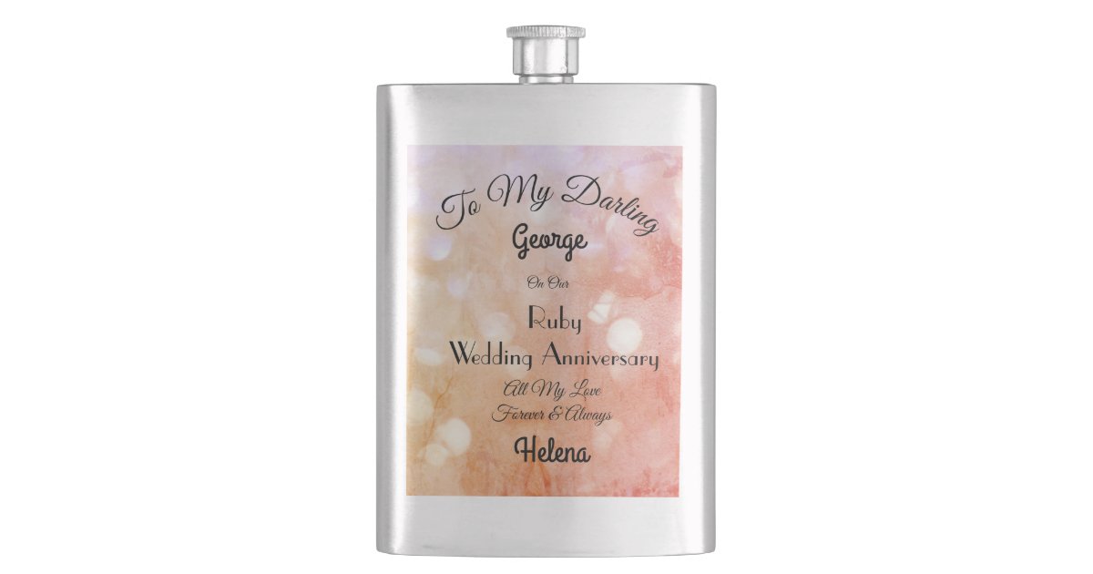 Ruby Wedding Anniversary Classic Flask | Zazzle