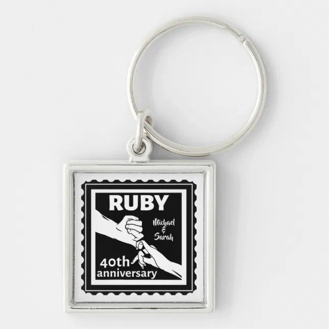 Ruby wedding anniversary holding hands 40th keychain | Zazzle