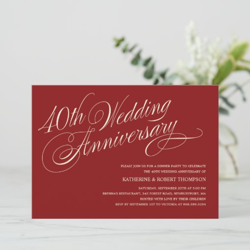 Ruby Wedding Anniversary Invitations | Zazzle