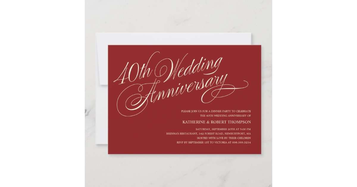 Ruby Wedding Anniversary Invitations | Zazzle