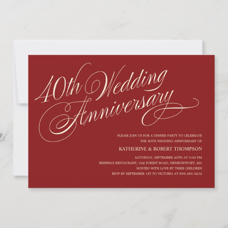 Ruby Wedding Anniversary Invitations | Zazzle