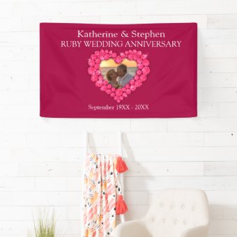 Ruby Wedding anniversary red banner | Zazzle