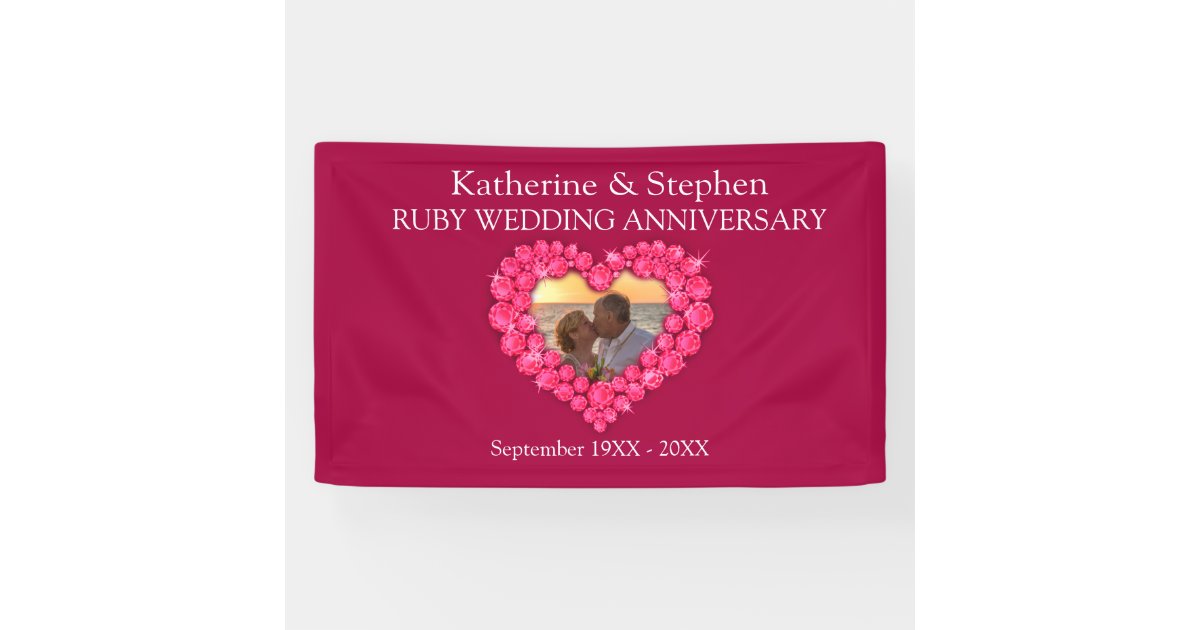 Ruby Wedding anniversary red banner | Zazzle
