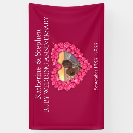Ruby Wedding anniversary red banner | Zazzle