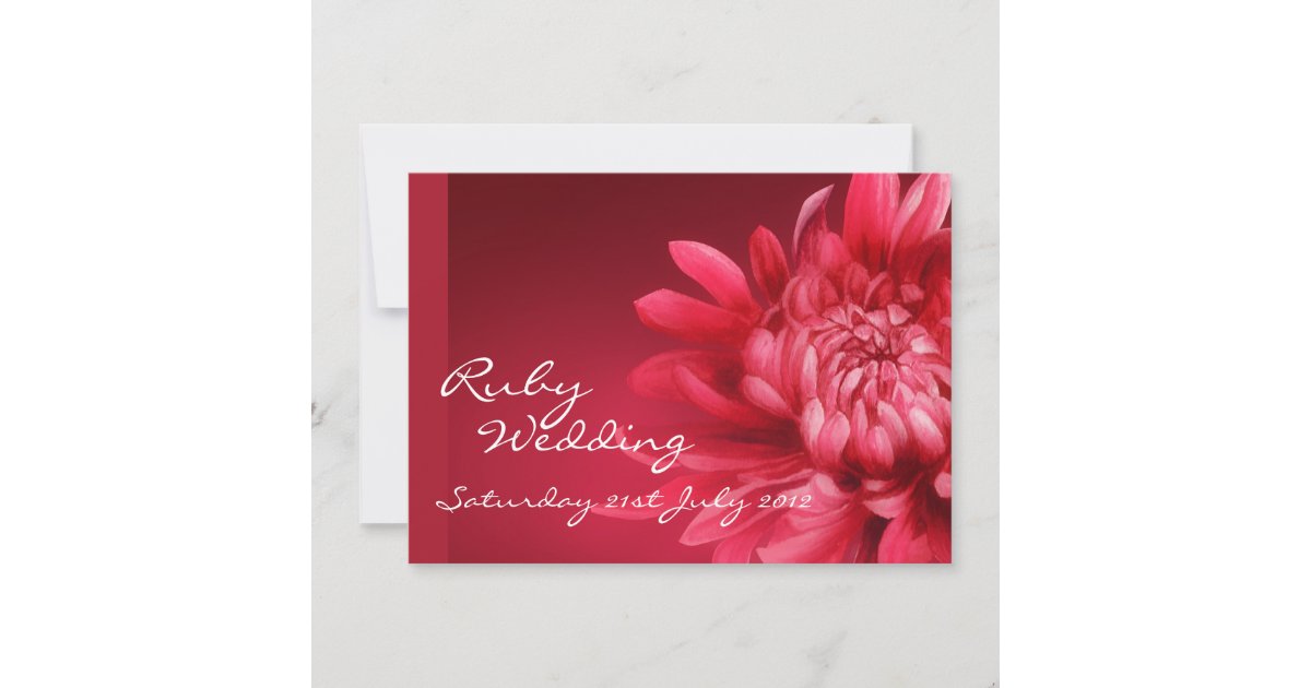 Ruby wedding party invite 40th | Zazzle
