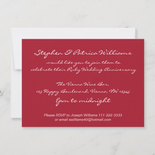 Ruby wedding party invite 40th | Zazzle